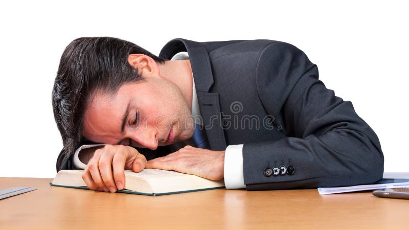 Business Man is Sleeping Over Book Stock Image - Image of office ...