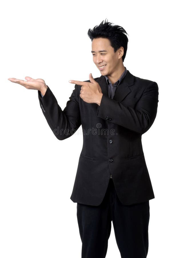 Business Man Smile Sign Direct Isolated Stock Photo - Image of excited ...