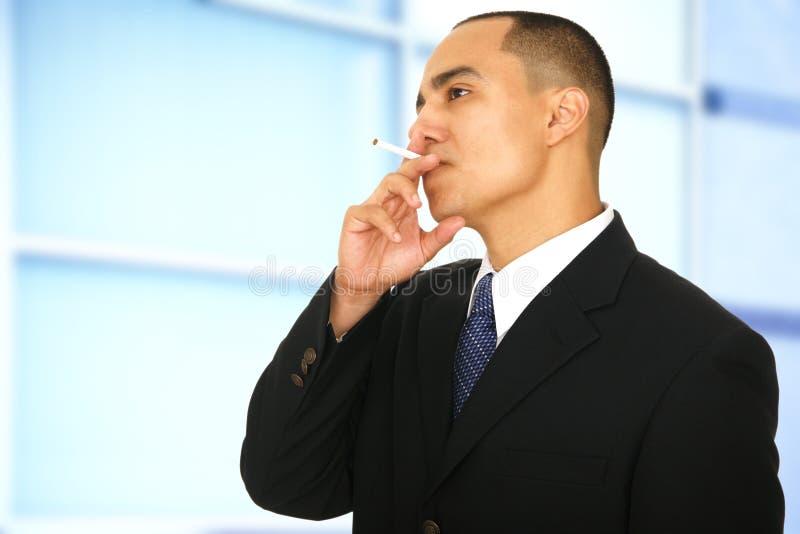 Business Man Smoking in Office Stock Photo - Image of confident, smoke ...
