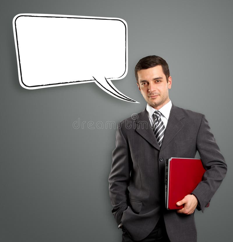Business Man with Speech Bubble Stock Photo - Image of chatter ...