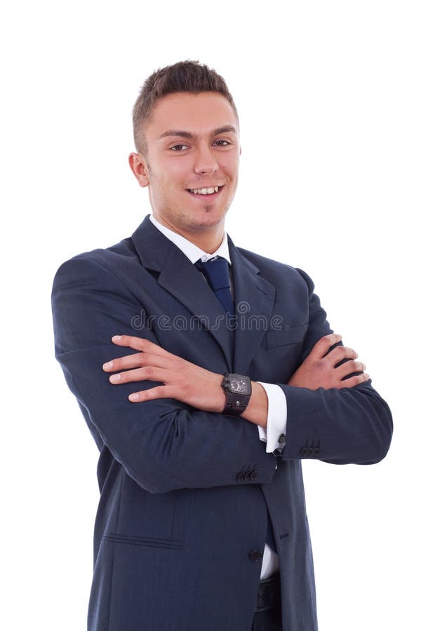 Business Man Stand with Crossed Hands Stock Photo - Image of formalwear ...