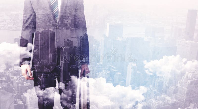 Business Man Standing at City View Background Stock Image - Image of ...