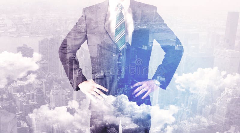 Business Man Standing at City View Background Stock Photo - Image of ...