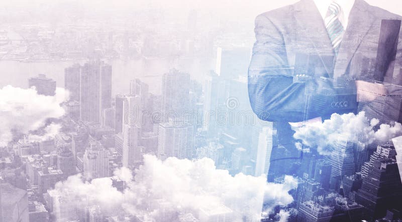 Business Man Standing at City View Background Stock Photo - Image of ...
