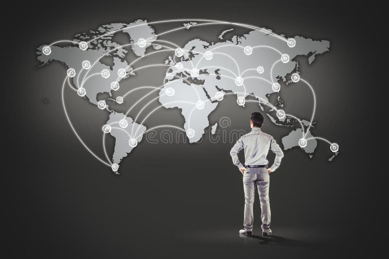 Man Standing on a 3d World Map Stock Illustration - Illustration of ...