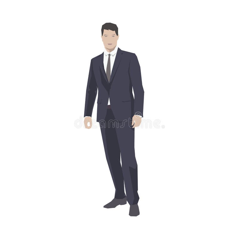 Business Man Standing, Isolated Geometric Vector Illustration. Flat ...