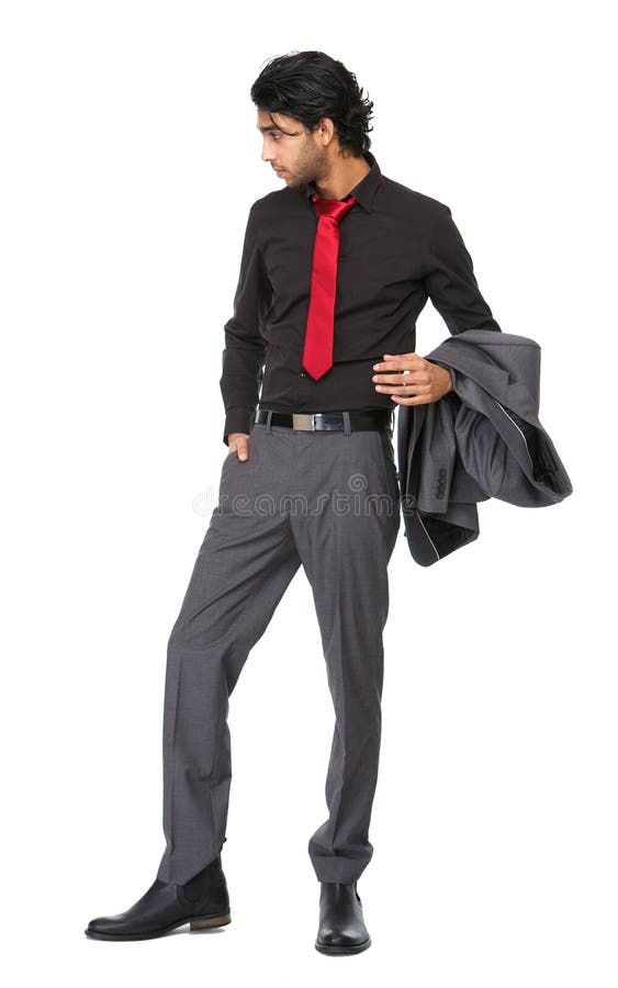 Business Man Standing on Isolated White Background Stock Image - Image ...