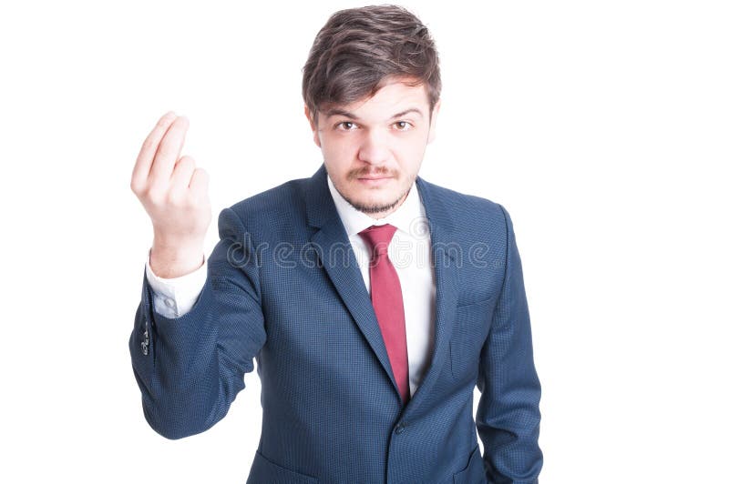 Business Man Standing Looking Angry Explaining Something Stock Photo ...