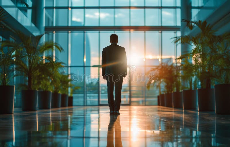 A Business Man Standing in an Office Stock Photo - Image of suit, urban ...