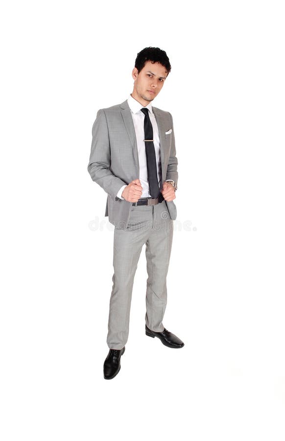 Business Man Standing Relaxed is a Gray Suit Stock Photo - Image of ...