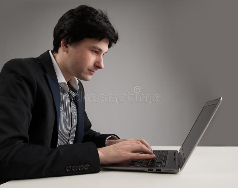 Businessman Staring at Tv with Blank Screen Stock Photo - Image of ...
