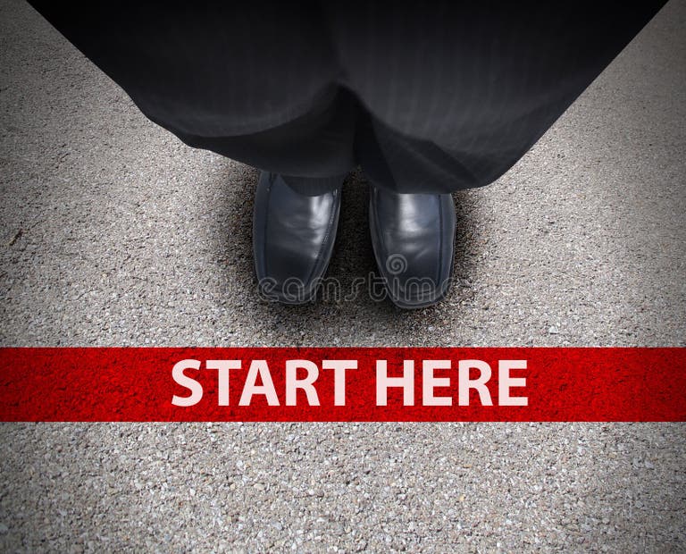 Business Man at Starting Line Road Path Stock Photo - Image of ...