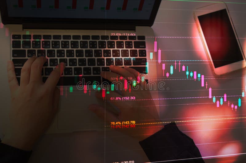 Business Man or Stock Trader Using Laptop with Stock Graph Chart by ...