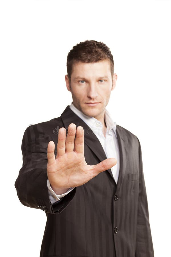 Business Man with Stop Hand Up Stock Image - Image of concepts, people ...