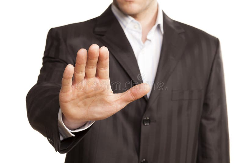 Business Man with Stop Hand Up Stock Image - Image of people, safeguard ...