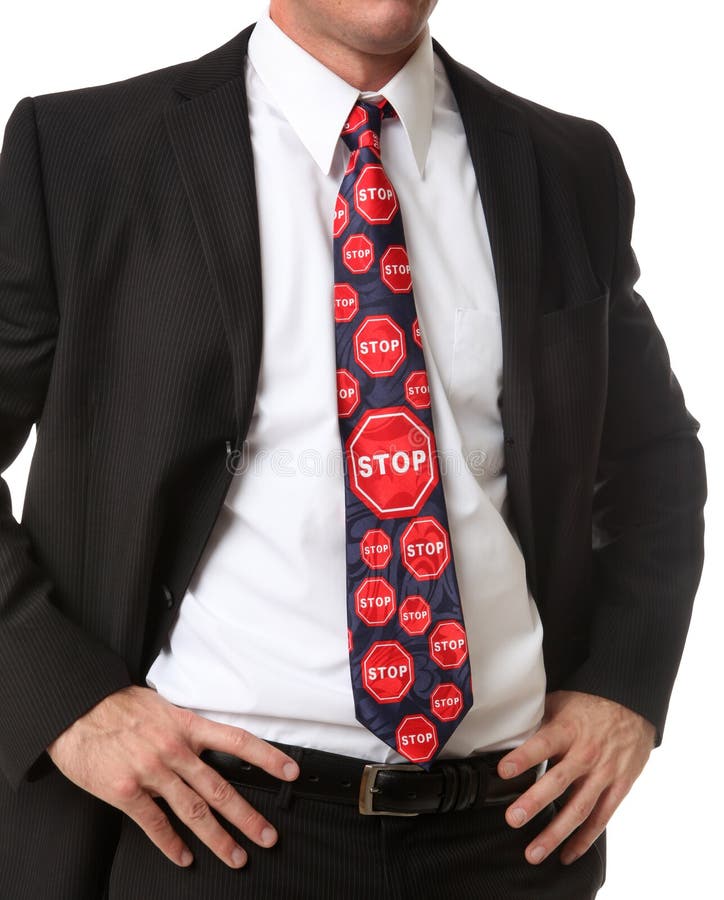 Business Man with Stop Sign Tie Stock Image - Image of clothing, dress ...