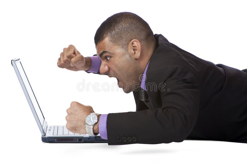 Business Man Stressed because of Computer Crash Stock Image - Image of ...