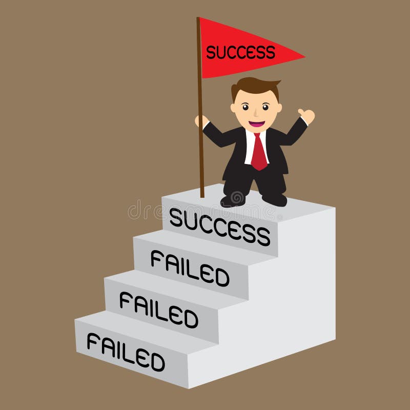 Business Man with Success Flag on Top Stair, Concept for Challenge and ...
