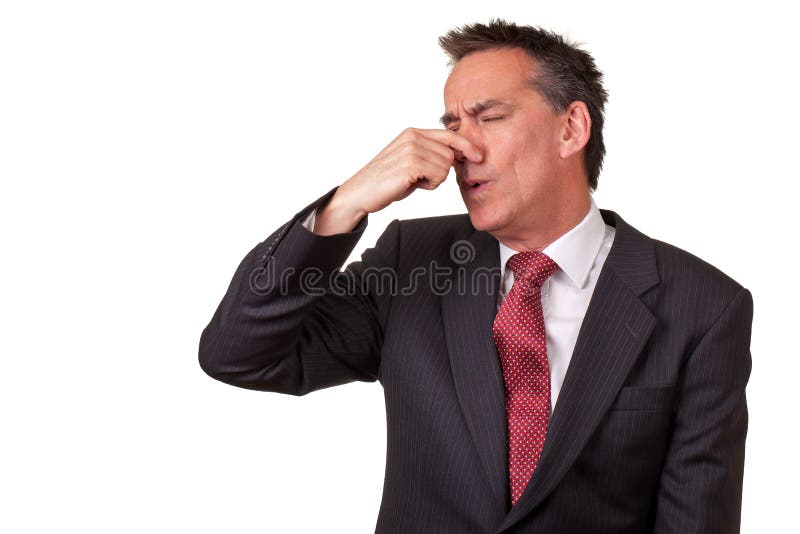 Business Man in Suit Smelling Something Bad Stock Photo - Image of ...