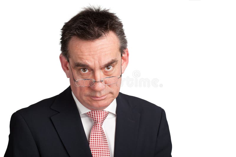 Business Man in Suit with Stern Look Stock Image - Image of mentor ...