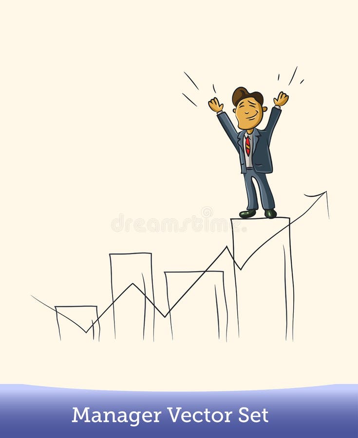 Business Man Symbols of Graph Progress Isolated on White Background ...