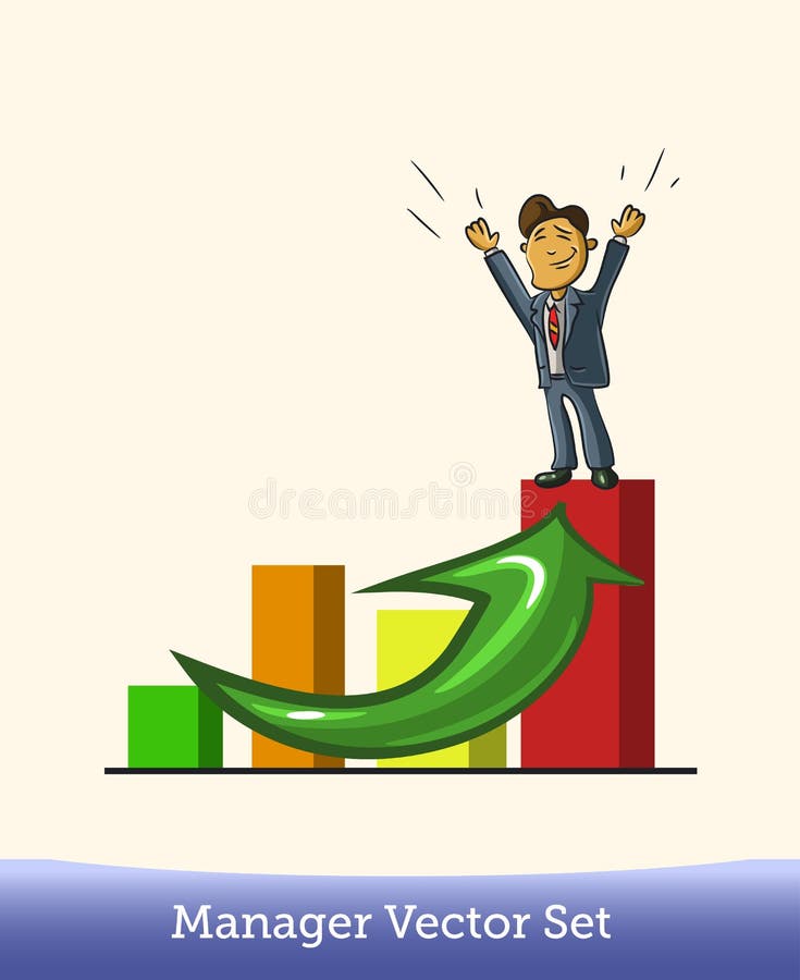 Business Man Symbols of Graph Progress Isolated on White Background ...