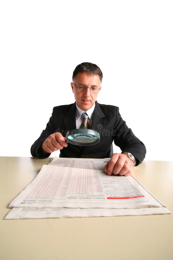 Business Man at the Table Inspecting His Results Stock Image - Image of ...