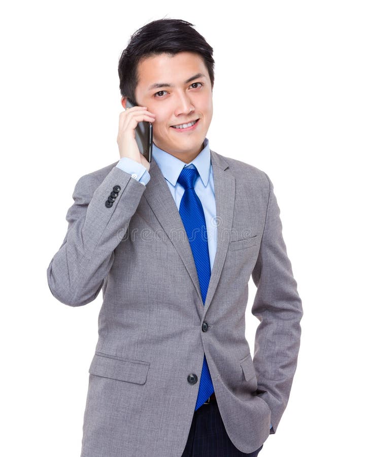 Business Man Talk To Cellphone Stock Image - Image of mobile ...