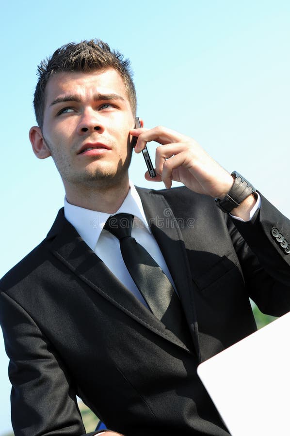 Business Man Making Cell Phone Call Stock Photo - Image of employee ...