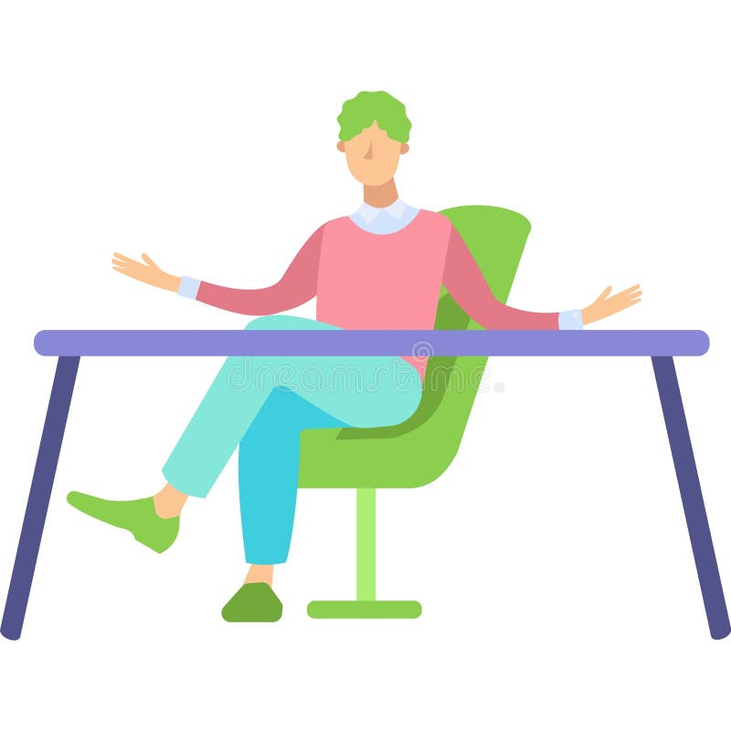 Business Man Talking Sitting at Table Vector Icon Stock Vector ...