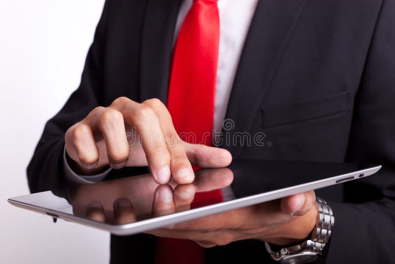 Business Man Tapping and Browsing on Pad Stock Photo - Image of ...