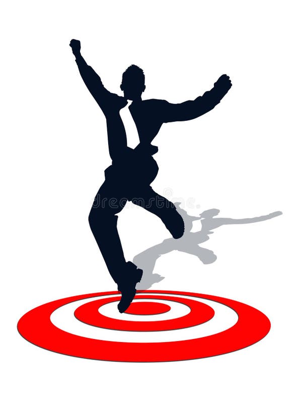 Business man on target stock illustration. Illustration of happy - 28968250