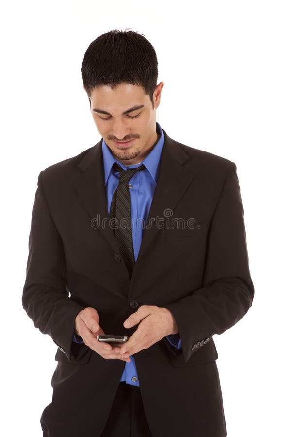 Business man texting stock image. Image of blue, executive - 19565825