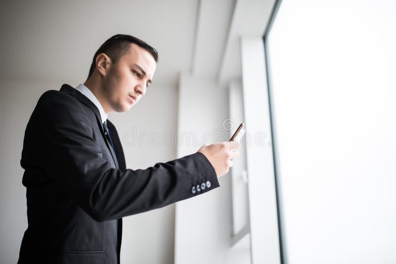 Business Man Texting at Work Stock Photo - Image of good, fashion: 83006102