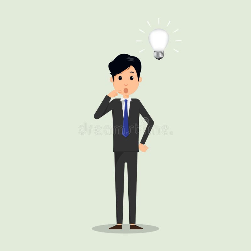 Business Man Thinking with Idea in Think Vector Illustration. Business ...