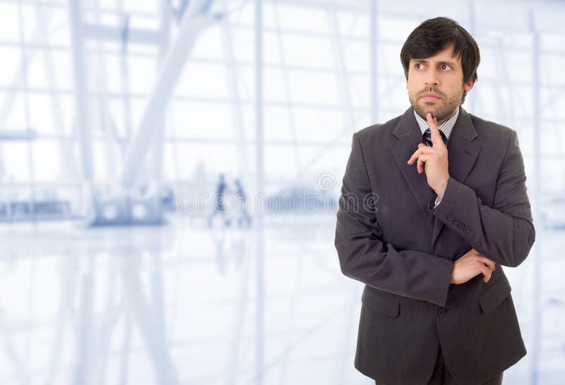 Business Man Thinking at the Office Stock Image - Image of thinking ...