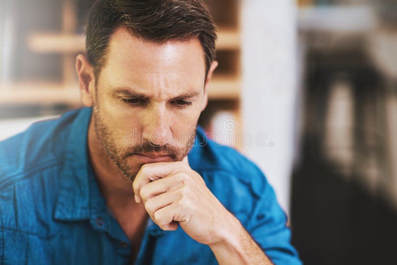 Business, Man and Thinking for Problem Solving in Office with Doubt ...