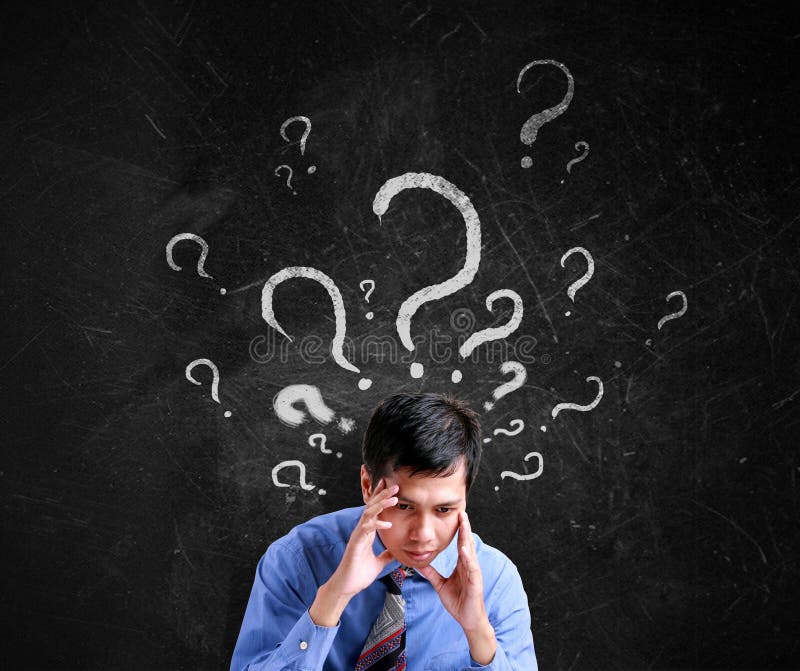 Business Man Thinking with Question Sign Stock Photo - Image of asian ...