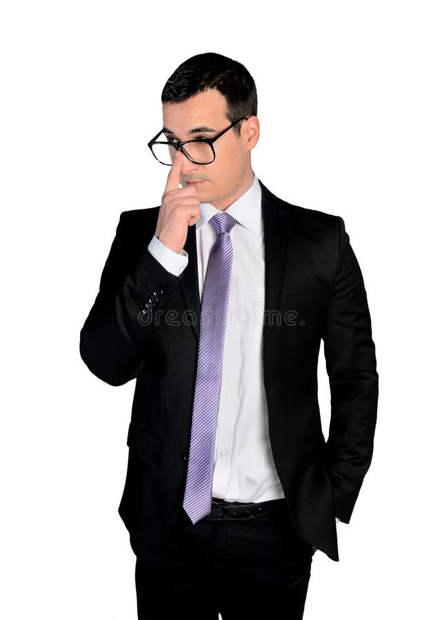 Business Man Thinking Solution Stock Photo - Image of formal, nerd ...