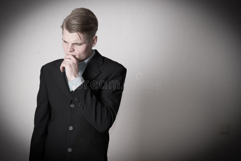 Business man thinking stock photo. Image of calm, style - 49634840