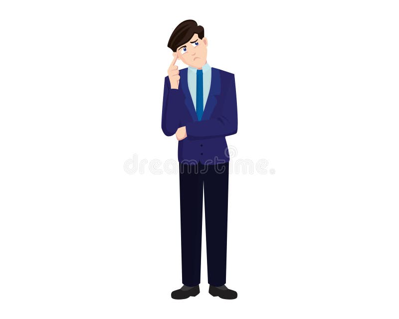 Business Man with Thinking or Wondering Gesture Visualized with Simple ...