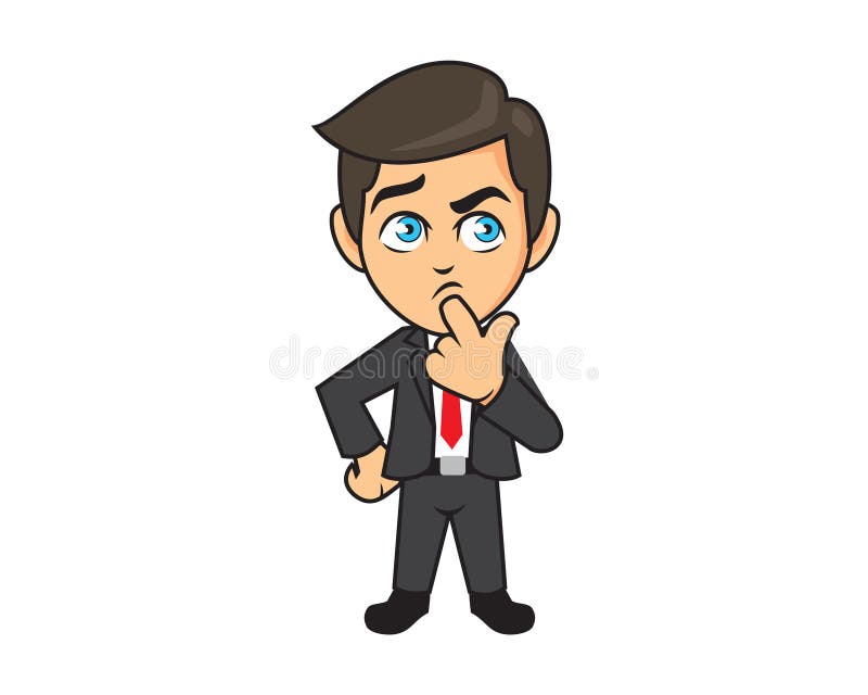 Business Man Thinking or Wondering Illustration with Cartoon Style ...