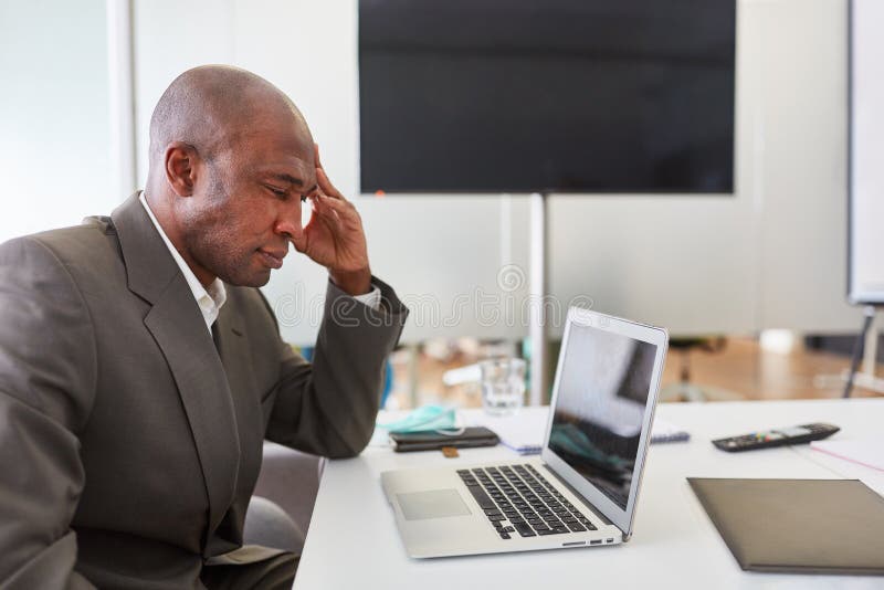 Business Man Thinks about a Problem after on Laptop Stock Photo - Image ...