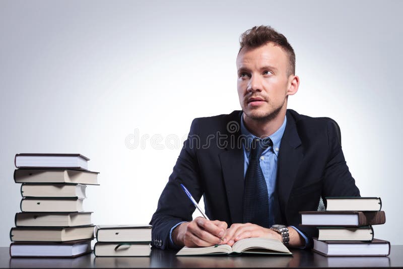 Business Man Thinks What To Write Stock Photos - Free & Royalty-Free ...