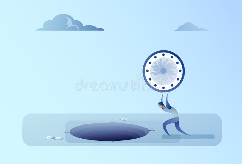 Business Man Throwing Clock in Hole Time Management Deadline Concept ...