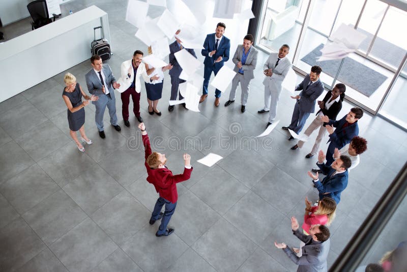 Business Man Throwing Papers into the Air Stock Photo - Image of ...