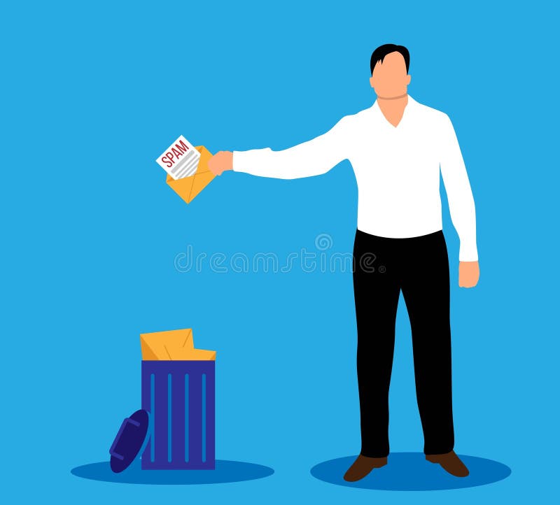 Business Man Throwing Spam Message into Trash Bin Stock Vector ...