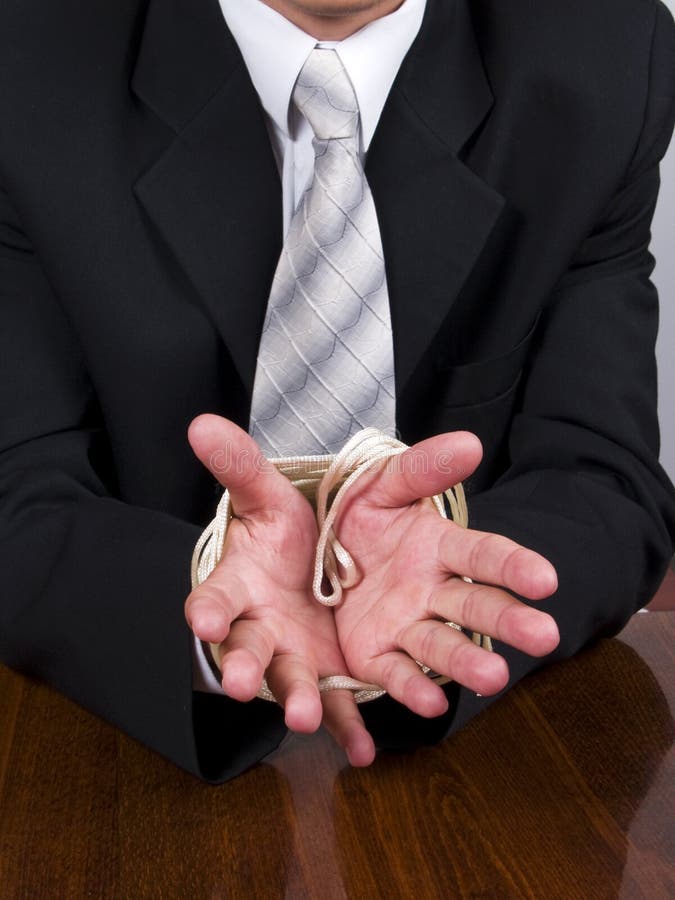 Business man tied hands stock photo. Image of desk, connection - 14754658
