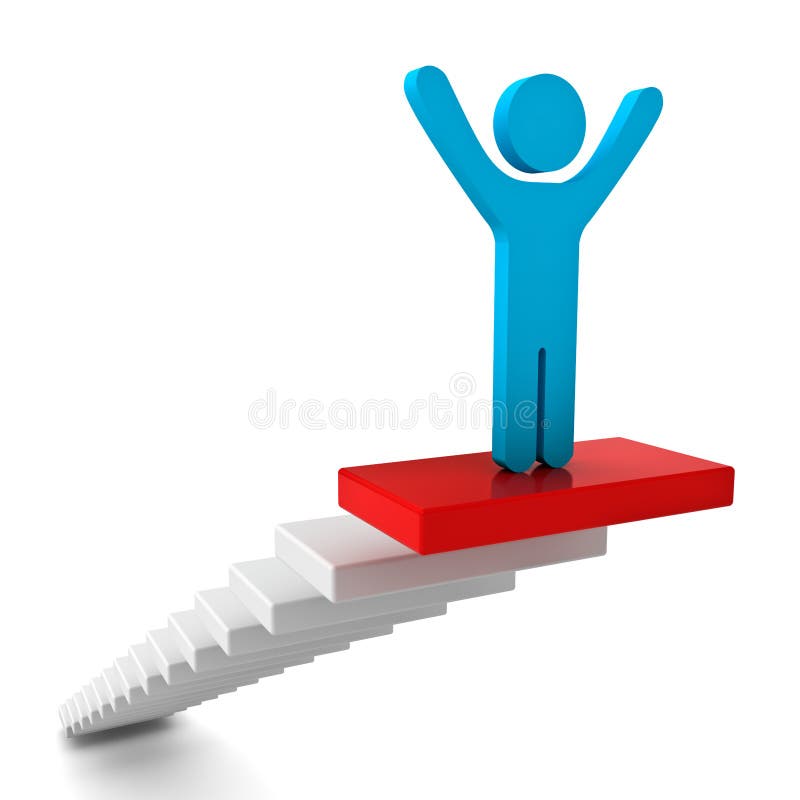 Business Man On The Top Of Steps Or Stair Over White Royalty Free Stock ...