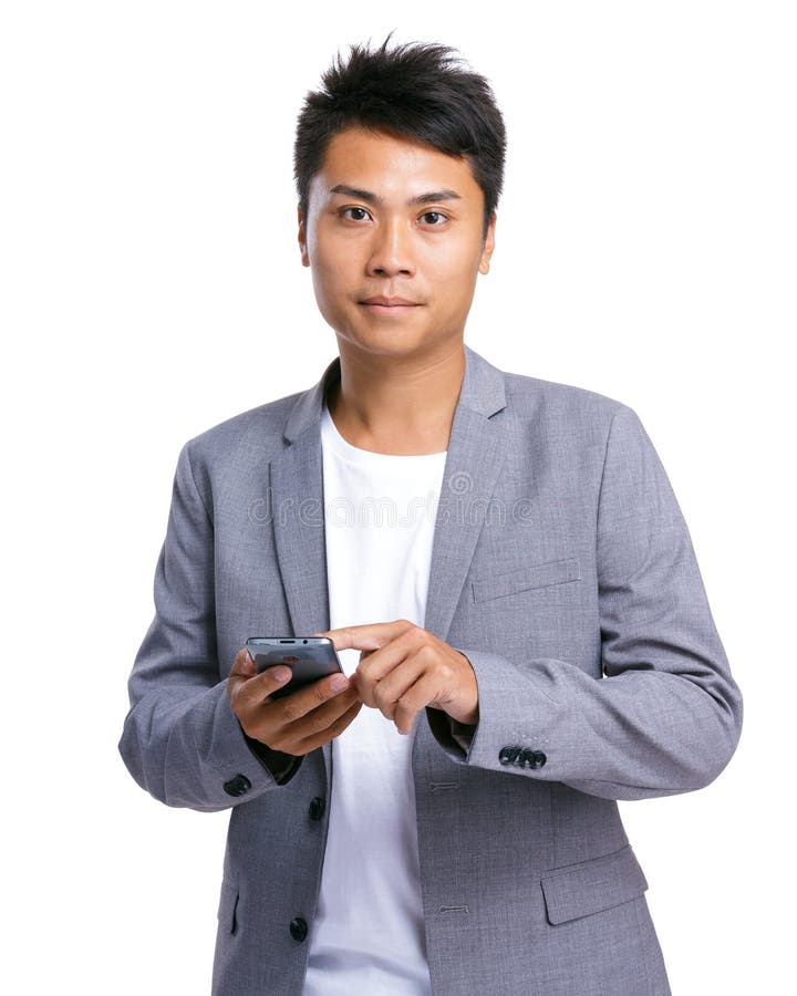 Business man touch mobile stock photo. Image of corporate - 41410292